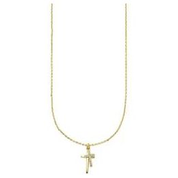 Kette mit Anh&auml;nger Bruno Banani "Schmuck Geschenk gelbgoldfarben vergoldet mit zwei Kreuz-Anh&auml;nger", gelbgoldfarben, kristallwei&szlig;, Halsketten, Damen, Silber 925 (Sterlingsilber), L: 45 B: 1,1mm, mit Zirkonia (synth.), B:1,1mm