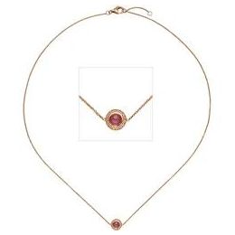 Collier Jobo "Kette mit Anh&auml;nger", ros&eacute;gold 585, Halsketten, Damen, Diamanten Ros&eacute;gold 585, L: 42, Diamanten, Ros&eacute;gold 585, Collier, 585 Ros&eacute;gold mit Turmalin und 16 Diamanten