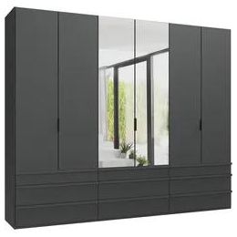 Faltt&uuml;renschrank wimex "Oxford by fresh to go, in der Breite 300cm, in 2 H&ouml;hen erh&auml;ltlich", grau (grafit), Schr&auml;nke, Grafit, B/H/T: 300cm x 236cm x 58cm, Schubladen: 9 Stk. T&uuml;ren: 6 Stk. mit Spiegel, Holzwerkstoff, mit hochwertigen Faltt&uuml;ren f&uuml;r den perfekten &Uuml;berblick, B:300cm H:236cm T:58cm