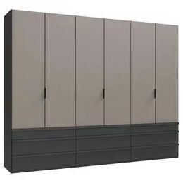 Faltt&uuml;renschrank wimex "Oxford by fresh to go, in der Breite 300cm, in 2 H&ouml;hen erh&auml;ltlich", grau (grafit, saharagrau), Schr&auml;nke, Grafit, B/H/T: 300cm x 216cm x 58cm, Schubladen: 9 Stk. T&uuml;ren: 6 Stk. ohne Spiegel, Holzwerkstoff, mit hochwertigen Faltt&uuml;ren f&uuml;r den perfekten &Uuml;berblick, B:300cm H:216cm T:58cm
