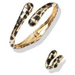 Schmuckset Firetti "Multipack Schmuck Geschenk Kupfer Ring Armreif Animalprint", gelbgoldfarben, schwarz, Schmuck_Sets, Damen, Kupfer, gl&auml;nzend, Schmuckset, Made in Germandy