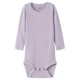 Langarmbody name it "NBFKAB LS BODY NOOS", Jungen, Gr. 74, N-Gr, lavender gray, Jersey, Obermaterial: 57% Baumwolle, 38% Modal, 5% Elasthan, unifarben, normal, Rundhals, Bodys