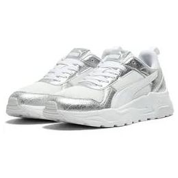 Sneaker Puma "Trinity 2 Metallic Whisper Sneakers Damen", Damen, Gr. 38, wei&szlig; silber feather gray metallic, Obermaterial: Textil, Synthetik. Futter: Textil. Innensohle: Textil. Laufsohle: Gummi, Synthetik, Schuhe Sneaker