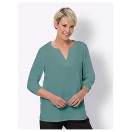 Schlupfbluse Classic Basics, Damen, Gr. 46, gr&uuml;n (jade), 100% Polyester, unifarben, Rundhals, Blusen Schlupfbluse