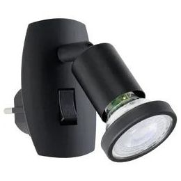 Eglo Steckdosenleuchte "PARRINI Steckerlampe - Stahl, Kunststoff - GU10 - 1X4,5W - IP20", schwarz, 1, H: 10cm, 1 Stk., Leuchten, Steckdosenspot, Steckdosenstrahler, Schalfzimmerleuchte, L7 x H10 cm
