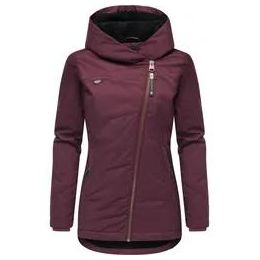 Winterjacke Ragwear "Gordon", Damen, Gr. L (40), bordeaux, Au&szlig;enmaterial: 100% Polyester. Innenfutter: 100% Polyester. Wattierung: 100% Polyester, figurbetont h&uuml;ftlang, asymmetrischer Ausschnitt, &Auml;rmel ohne &Auml;rmelschlitz Rippstrickb&uuml;ndchen, Jacken Winterjacke, Sportliche wasserdichte Outdoorjacke mit Kapuze
