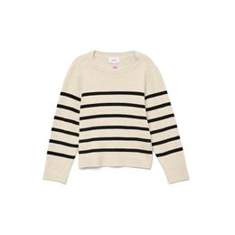 Vero Moda Girl Pullover 'VMSABA' M&auml;dchen Gr&ouml;&szlig;e 146/152 hellbeige / schwarz