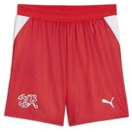 Sporthose Puma "Schweiz 2026 Shorts Jugendliche", M&auml;dchen, Gr. 164, Normalgr&ouml;&szlig;en, rot wei&szlig;, Obermaterial: 100% Polyester. Besatz: 12% Elasthan, 88% Polyester. Einsatz: 100% Polyester, bedruckt, regular fit, Hosen Sporthose