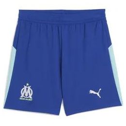 Sporthose Puma "Olympique de Marseille 25/26 Shorts Jugendliche", Kinder, Gr. 140, Normalgr&ouml;&szlig;en, blau (vivid blau bleu azur), Obermaterial: 100% Polyester, regular fit, Hosen Sporthose