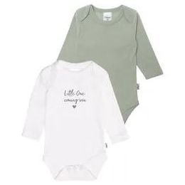 Body Liliput "Little One Coming Soon", Jungen, Gr. 44, EURO-Gr&ouml;&szlig;en, gr&uuml;n (gr&uuml;n, wei&szlig;), 100% Baumwolle, bedruckt, Bodys Body, 2er-Pack mit Druckkn&ouml;pfen