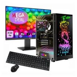 Hyrican GAMEMAX Gaming-PC-Komplettsystem "MegaDeal Rockstar 2710 Intel Core i5 14400F 16GB 1TB SSD RTX 5060", Energieeffizienz: E (A-G), schwarz, Microsoft Windows 11 Home (64 Bit), 16 GB RAM 1.000 GB SSD, Computer_Komplettsysteme, Windows 11 + MSI PRO MP2412DE Monitor 60cm (24")
