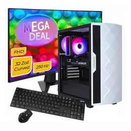 Hyrican GAMEMAX Gaming-PC-Komplettsystem "MegaDeal Diamond WT 2715 Intel i7 14700F 16GB 1TB SSD RTX 5070", Energieeffizienz: E (A-G), wei&szlig;, Microsoft Windows 11 Home (64 Bit), 16 GB RAM 1.000 GB SSD, Computer_Komplettsysteme, Windows 11 + MSI MAG 32C6X Curved Monitor, 80cm (32")