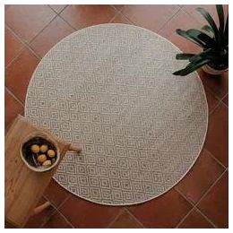 Teppich Wecon Home "Miami Beach", sand beige, H:5mm &Oslash;:120cm, Polypropylen, Teppiche, Teppich, In- & Outdoor Teppich, wetterfest, modernes Rauten Muster, Balkon