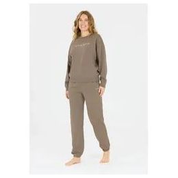 ENDURANCE ATHLECIA Sweathose ATHLECIA "Atkins", Damen, Gr. 40, EURO-Gr&ouml;&szlig;en, beige, 65% Polyester, 35% Baumwolle, unifarben, lang, Hosen Sweathose, aus angenehm weichem Material