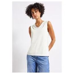 Tanktop Street One, Damen, Gr. 46, wei&szlig; (sanftes wei&szlig;), Stoff, 78% Polyester, 22% Viskose, unifarben, normal normal, V-Ausschnitt, abgesteppt, Tops Tanktop, mit V-Ausschnitt