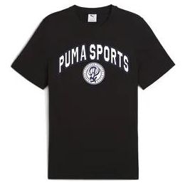 T-Shirt Puma "Wardrobe Essentials Sports Legacy T-Shirt Herren", Herren, Gr. L, schwarz, 100% Baumwolle, bedruckt, regular fit, Rundhals, Shirts T-Shirt