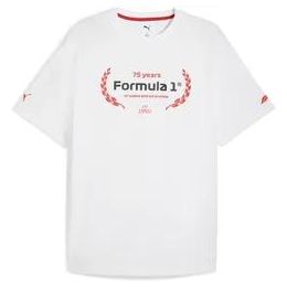 T-Shirt Puma "F1 Essentials Graphic T-Shirt Herren", Herren, Gr. L, wei&szlig;, Obermaterial: 100% Baumwolle. Rippe: 29% Polyester, 71% Baumwolle, clean, regular fit, Rundhals, Shirts T-Shirt