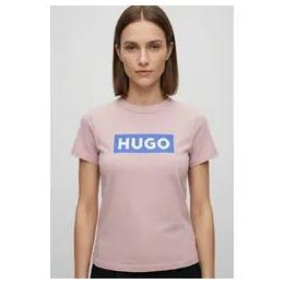 HUGO BOSS T-Shirt HUGO BLUE "Classic V", Damen, Gr. XS (34), light, pastel pink 681, Single Jersey, Obermaterial: 100% Baumwolle, unifarben, regular fit normal, V-Ausschnitt, eingesetzt normaler Saum, Shirts T-Shirt, mit Logo, V-Ausschnitt