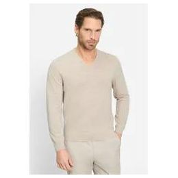 Strickpullover OLYMP "OLYMP Casual Strick", Herren, Gr. XXL, hellbeige, 100% Schurwolle, Pullover Strickpullover