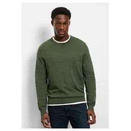 Strickpullover OLYMP "OLYMP Casual Strick", Herren, Gr. L, oliv, 100% Schurwolle, Pullover Strickpullover