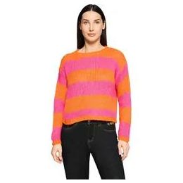 Strickpullover Cartoon "Damen mit Rundhalsausschnitt", Damen, Gr. 34, orange, pink, Obermaterial: 57% Polyacryl, 29% Polyamid, 7% Wolle, 7% Viskose, oversize normal, Rundhals, Pullover Strickpullover