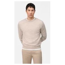 Strickpullover OLYMP "OLYMP Casual Strick", Herren, Gr. M, hellbeige, 100% Schurwolle, Pullover Strickpullover