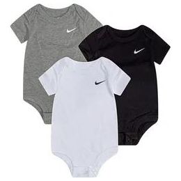 Body Nike SPORTSWEAR "f&uuml;r Babies", Jungen, Gr. 56, N-Gr, schwarz-wei&szlig; (wei&szlig;, grau, schwarz), Jersey, Graumeliert (Obermaterial): 60% Baumwolle, 40% Polyester. Obermaterial: 60% Baumwolle, 40% Polyester, Rundhals, abgesteppt, Bodys Body, im praktischen 3er-Pack, mit Rundhalsausschnitt, f&uuml;r Babys