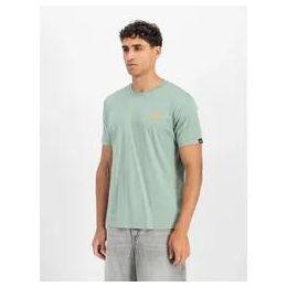 Rundhalsshirt Alpha Industries "Backprint T", Herren, Gr. XL, frost gr&uuml;n, Single Jersey, Obermaterial: 100% Baumwolle, bedruckt, regular fit normal, Rundhals, Shirts Rundhalsshirt