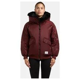 Bomberjacke Khujo "Cela", Damen, Gr. S (36), burgund, Obermaterial: 100% Nylon. Innenfutter: 100% Polyester. Kunstfell: 100% Polyester. Wattierung: 100% Polyester, oversize h&uuml;ftbedeckend, hoch geschlossener Ausschnitt, Rippstrickb&uuml;ndchen, Jacken Bomberjacke, Oversize Winterjacke mit abnehmbarem Kunstpelz-Besatz