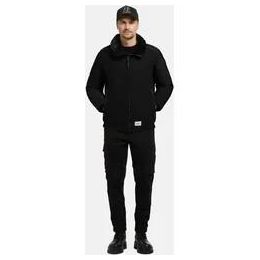Outdoorjacke Khujo "Huey", Gr. L (52), schwarz, Obermaterial: 83% Polyester, 17% Elasthan. Innenfutter: 100% Nylon. Wattierung: 100% Polyester, regular fit h&uuml;ftbedeckend, hoch geschlossener Ausschnitt, &Auml;rmel ohne &Auml;rmelschlitz abgesteppte Kante, Jacken Outdoorjacke, Herren Winterjacke mit abnehmbarem Pl&uuml;sch-Besatz
