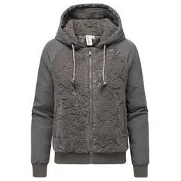 Pl&uuml;schjacke Ragwear "Talianita YOUMODO", Damen, Gr. L (40), stone, Material: 100% Polyester, gerade h&uuml;ftlang, hoch geschlossener Ausschnitt, &Auml;rmel ohne &Auml;rmelschlitz Rippb&uuml;ndchen, Jacken, Leicht gef&uuml;tterte Teddyjacke mit Kapuze