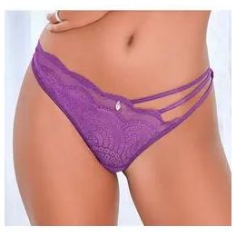 String Lascana "Kira", Damen, Gr. 32/34, lila, Microtouch, Obermaterial: 88% Polyamid, 12% Elasthan, figurbetont, Unterhosen String, mit recyceltem Polyamid in der Spitze