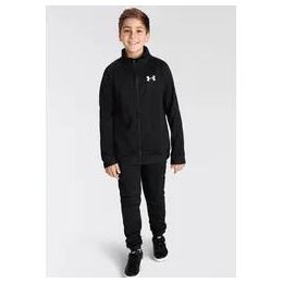 Trainingsanzug Under Armour "UA RIVAL KNIT TRACK SUIT", Jungen, Gr. L, schwarz-wei&szlig; (schwarz, wei&szlig;), Obermaterial: 100% Polyester, Sportanz&uuml;ge Trainingsanzug, F&uuml;r Kinder - Material innen weich angeraut