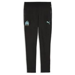 Sporthose Puma "Olympique de Marseille Trainingshose Herren", Damen, Gr. M, Normalgr&ouml;&szlig;en, schwarz team aqua blau, Obermaterial: 100% Polyester. Taschenfutter: 100% Polyester. Besatz: 88% Polyester, 12% Elasthan, slim fit, Hosen Sporthose