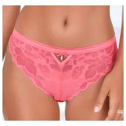 Tanga Lascana, Damen, Gr. 32/34, pink, Spitze, Obermaterial: 88% Polyamid, 12% Elasthan, Unterhosen Tanga, mit edlem Accessoire und feinem Bund aus Satin-Material
