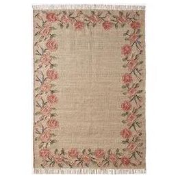 Teppich Heine HOME Gr. 2, natur, rot, B:70cm H:5mm L:140cm, Baumwolle, Jute, Schurwolle, Wolle, Teppiche, Teppich