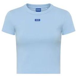 HUGO BOSS T-Shirt HUGO BLUE "Baby Tee", Damen, Gr. XXL (44), open blau 477, Single Jersey, Obermaterial: 96% Baumwolle, 4% Elasthan, unifarben, slim fit bauchfrei, Rundhals, Shirts T-Shirt, in verk&uuml;rzter L&auml;nge