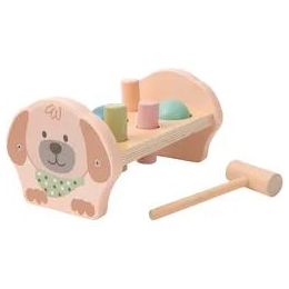 Klopfbank Sterntaler "Hund Lucky", beige (natur, bunt), Motorikspielzeug, BabyB:22cm H:13,3cm T:11cm, Holz, FSC - sch&uuml;tzt Wald, B:22cm H:13,3cm T:11cm