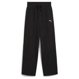 Sporthose Puma "Wardrobe Essentials Relaxed Wide Leg Jogginghose M&auml;dchen", M&auml;dchen, Gr. 140, Normalgr&ouml;&szlig;en, schwarz, Obermaterial: 68% Baumwolle, 32% Polyester. Rippe: 96% Baumwolle, 4% Elasthan. Tasche &ndash; Oben: 100% Baumwolle, unifarben, relaxed fit, Hosen Sporthose