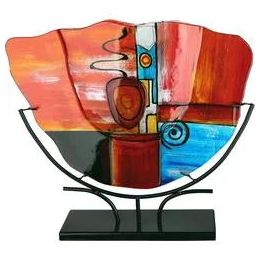 Dekovase GILDE GLAS ART "New Life 1", bunt, B:45,5cm H:49,5cm T:10,5cm, Glas, Metall, Vasen, handbemalt mit Fusingglas-Elementen