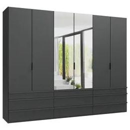 Faltt&uuml;renschrank wimex "Oxford by fresh to go, in der Breite 300cm, in 2 H&ouml;hen erh&auml;ltlich", grau (grafit), Schr&auml;nke, Kinder, Grafit, B/H/T: 300cm x 216cm x 58cm, Schubladen: 9 Stk. T&uuml;ren: 6 Stk. mit Spiegel, mit hochwertigen Faltt&uuml;ren f&uuml;r den perfekten &Uuml;berblick, B:300cm H:216cm T:58cm