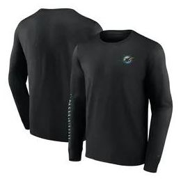 T-Shirt FANATICS "Fanatics T-Shirt Miami Dolphins Gradient LS Crew", Damen, Gr. XXL, schwarz, 100% Baumwolle, Shirts T-Shirt