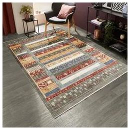 Teppich LUXOR living "Rocco", gr&uuml;n, multi, B:120cm H:11mm L:160cm, Polyester, Teppiche, Teppich, Vintage-Look, verschiedene Designs, mit Fransen, Wohnzimmer
