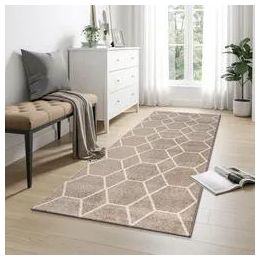 Teppich Sanat "Trellis", beige, B:80cm H:10mm L:200cm, Kunstfaser, Teppiche, Teppich, Kurzflor, skandi, boho, auch als L&auml;ufer und in rund