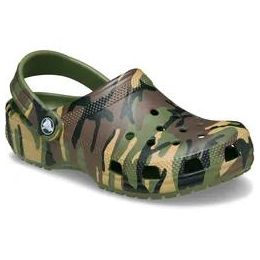 Clog Crocs "Classic Camouflage Clog", Kinder, Gr. 34, tarnfarben, army gr&uuml;n, multi, CrosliteTM, kontrastfarbene Details, Schuhe Clog, Sommerschuh, Strandschuh, Sandale, Hausschuh mit L&uuml;ftungs&ouml;ffnungen