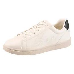 Sneaker BOSS ORANGE "Everlynn Tenn", Herren, Gr. 38, wei&szlig;, schwarz, Lederimitat, unifarben mit Farbeinsatz, Schuhe Sneaker, Schn&uuml;rschuh,Halbschuh,Freizeitsneaker mit Kontrastbesatz an der Ferse