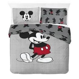 Kinderbettw&auml;sche Disney "Disney Mickey Mouse Bettbezug-Set 135x200 cm + Kissenbezug 80x80 cm", grau, B/L: 137cm x 200cm, 1 Stk., 1 Stk., Washed Cotton, B/L: 80cm x 80cm, 2 tlg., Washed Cotton, Obermaterial: 100% Baumwolle, Bettw&auml;sche, 100 % Baumwolle, maschinenwaschbar, wendbar