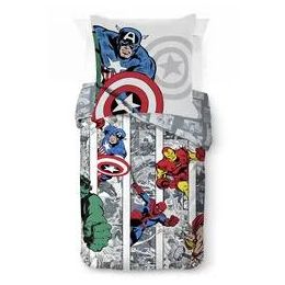 Kinderbettw&auml;sche MARVEL "MARVEL Comics Bettbezug-Set 135x200 cm + Kissenbezug 80x80 cm", wei&szlig;, B/L: 137cm x 200cm, 1 Stk., 1 Stk., Washed Cotton, B/L: 80cm x 80cm, 2 tlg., Washed Cotton, Obermaterial: 100% Baumwolle, Bettw&auml;sche, 100 % Baumwolle, maschinenwaschbar, wendbar
