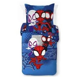 Kinderbettw&auml;sche MARVEL "MARVEL Spidey Bettbezug-Set 135x200 cm + Kissenbezug 80x80 cm", blau, B/L: 137cm x 200cm, 1 Stk., 1 Stk., Washed Cotton, B/L: 80cm x 80cm, 2 tlg., Washed Cotton, Obermaterial: 100% Baumwolle, Bettw&auml;sche, 100 % Baumwolle, maschinenwaschbar, wendbar
