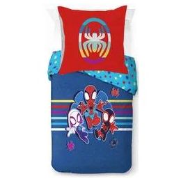 Kinderbettw&auml;sche MARVEL "MARVEL Spidey Bettbezug-Set 135x200 cm + Kissenbezug 80x80 cm", blau, B/L: 137cm x 200cm, 1 Stk., 1 Stk., Washed Cotton, B/L: 80cm x 80cm, 2 tlg., Washed Cotton, Obermaterial: 100% Baumwolle, Bettw&auml;sche, 100 % Baumwolle, maschinenwaschbar, wendbar